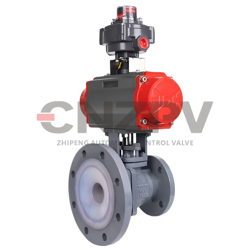 CNZPV®FEP-Lined Pneumatic Vertical Stem Flanged Discharge Ball Valve ...