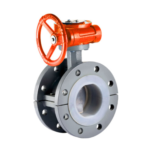 CNZPV®FEP Lined Flanged High Performance Butterfly Valve With Worm Gear ...